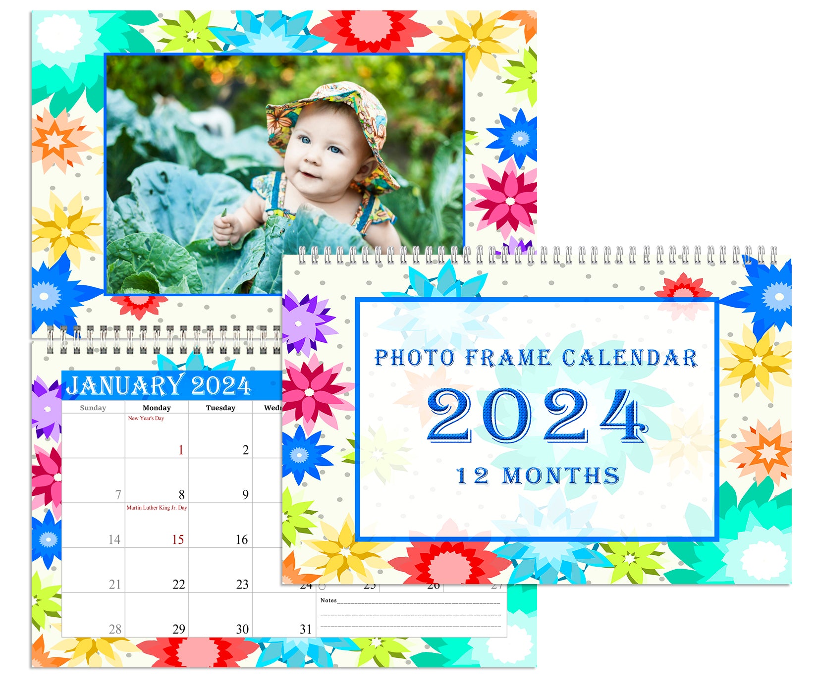 2024 Photo Frame Wall Spiral-Bound Calendar (Add Your Own Photos) - 12 ...