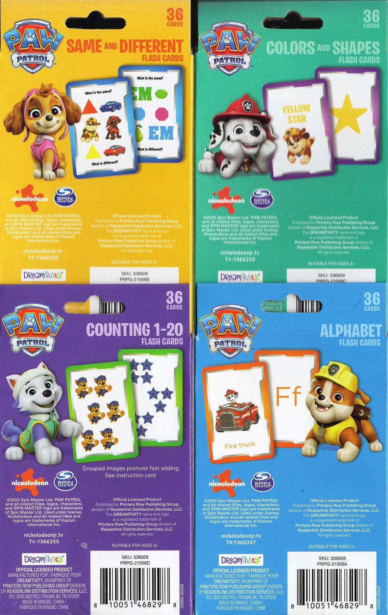 Paw Patrol - Same and Different, Colors, Counting, Alphabet - Flash Ca ...