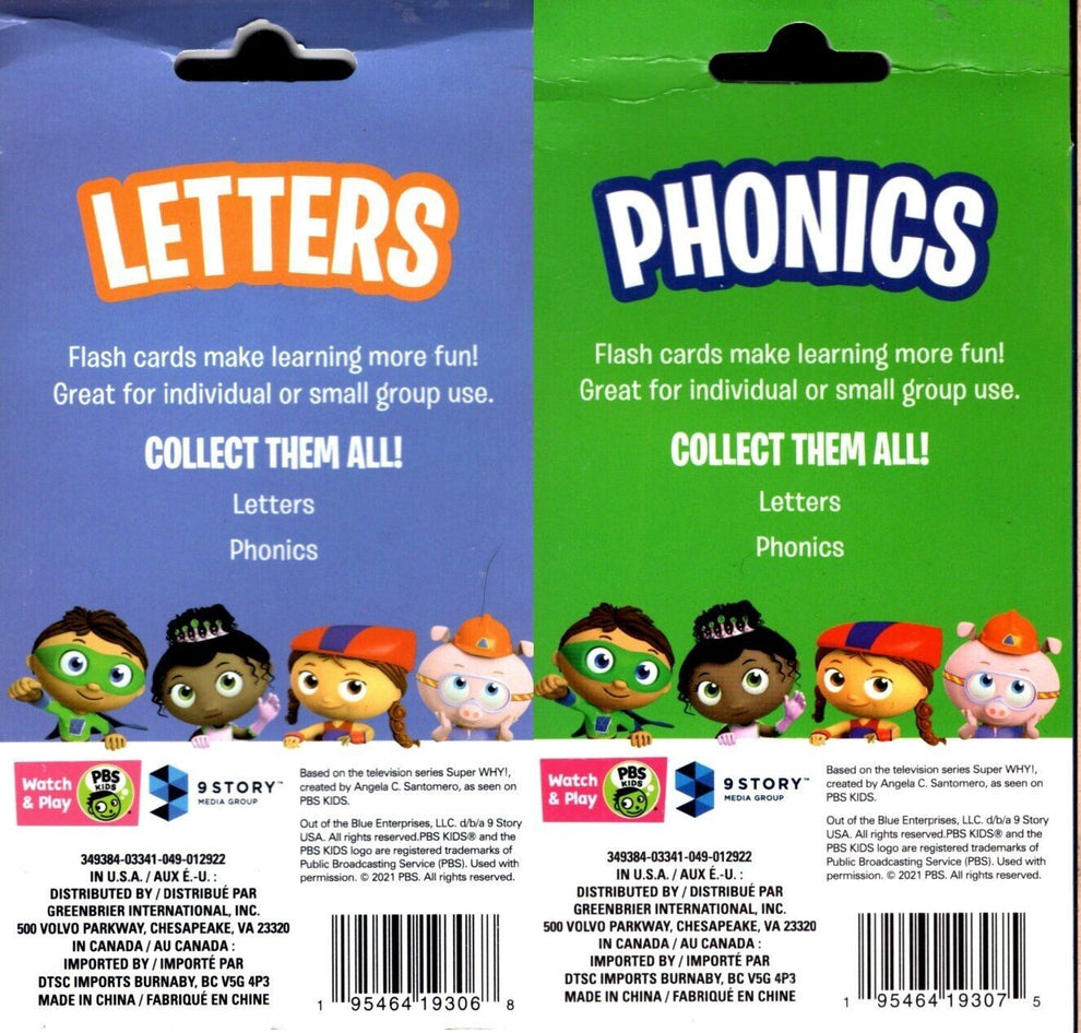 PBS Kids Super Why - Letters & Phonics - 36 Education Flash Cards Set ...